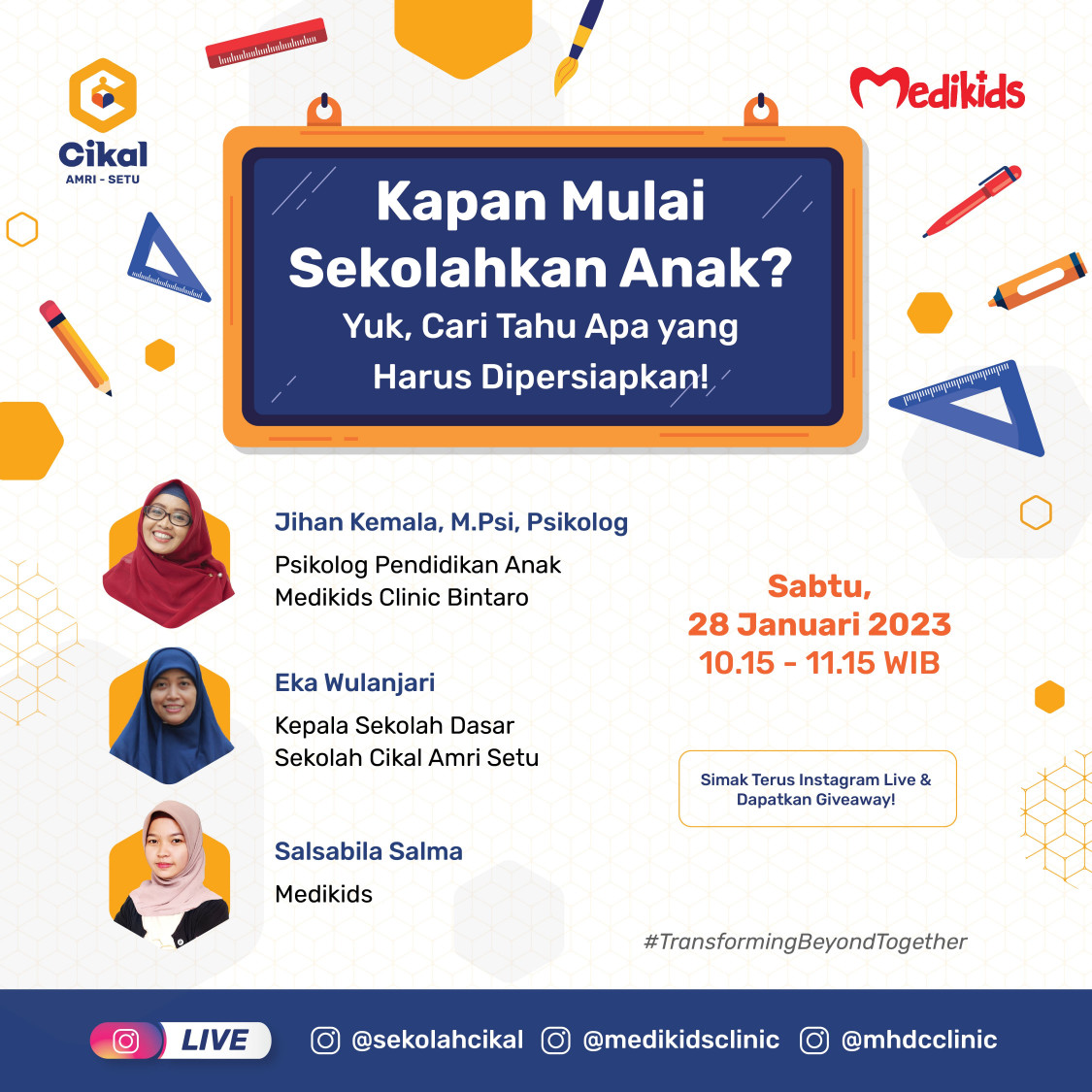 Instagram Live Sekolah Cikal Amri Setu x Medikids : Kapan Mulai ... Instagram Live Sekolah Cikal Amri Setu x Medikids : Kapan Mulai ...